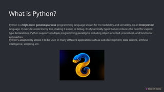 First of all, what is Python? According t | PPT