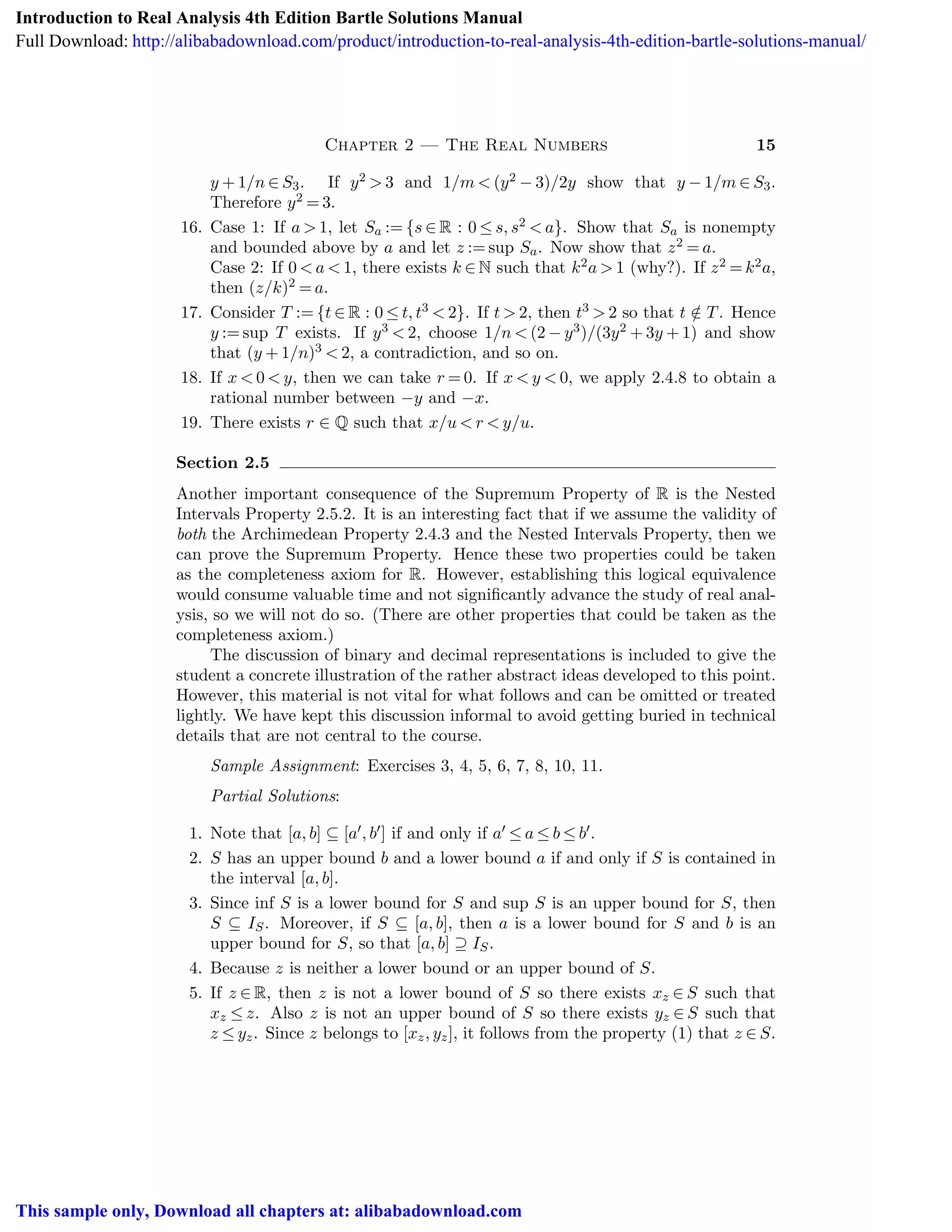 Introduction to Real Analysis 4th Edition Bartle Solutions Manual | PDF