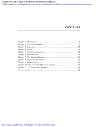 Introduction to Real Analysis 4th Edition Bartle Solutions Manual | PDF