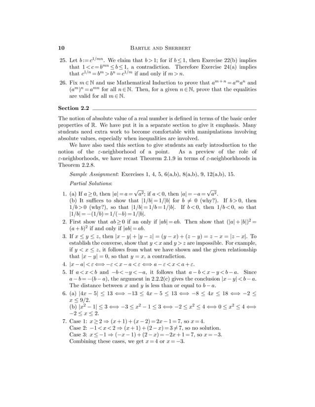 Introduction to Real Analysis 4th Edition Bartle Solutions Manual | PDF