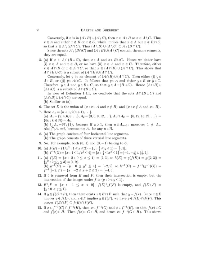 Introduction to Real Analysis 4th Edition Bartle Solutions Manual | PDF