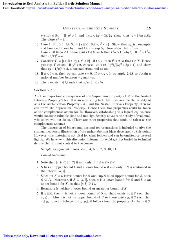 Introduction to Real Analysis 4th Edition Bartle Solutions Manual