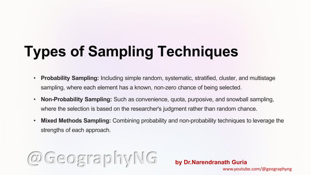 Sampling Techniques in research methodology | PPTX | Geography | Science