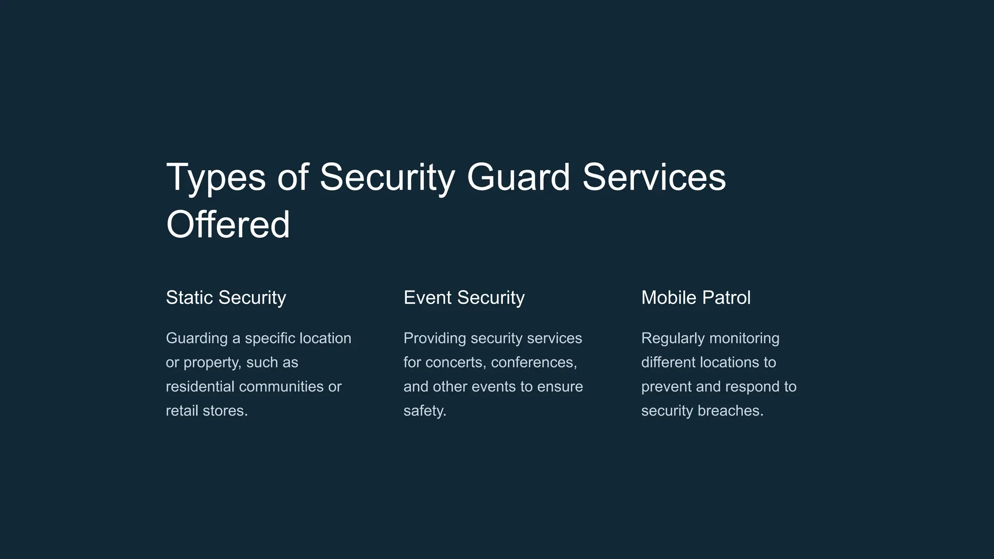 Sentinels of Safety: The Role of Security Guard Services | PPT