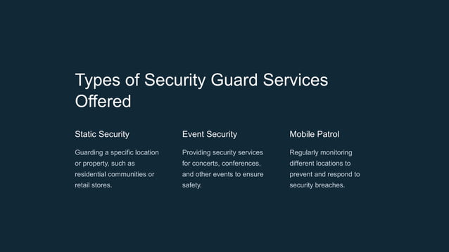 Sentinels of Safety: The Role of Security Guard Services | PPT