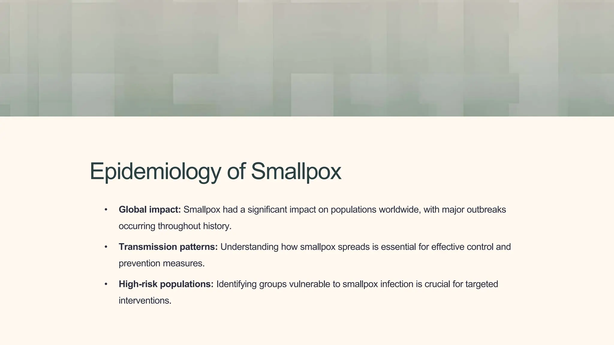 Epidemiology Prevention and control of Smallpox | PPTX