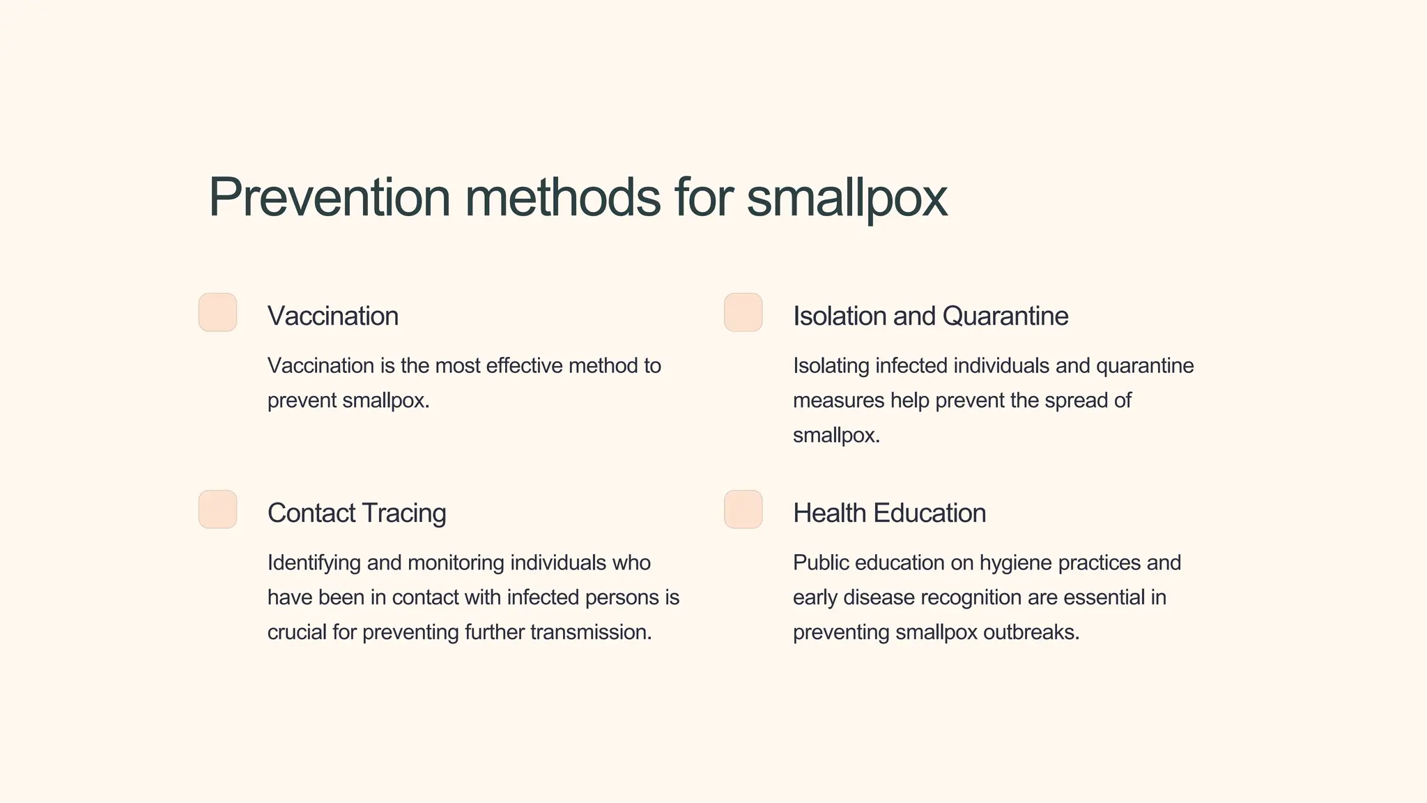 Epidemiology Prevention and control of Smallpox | PPTX