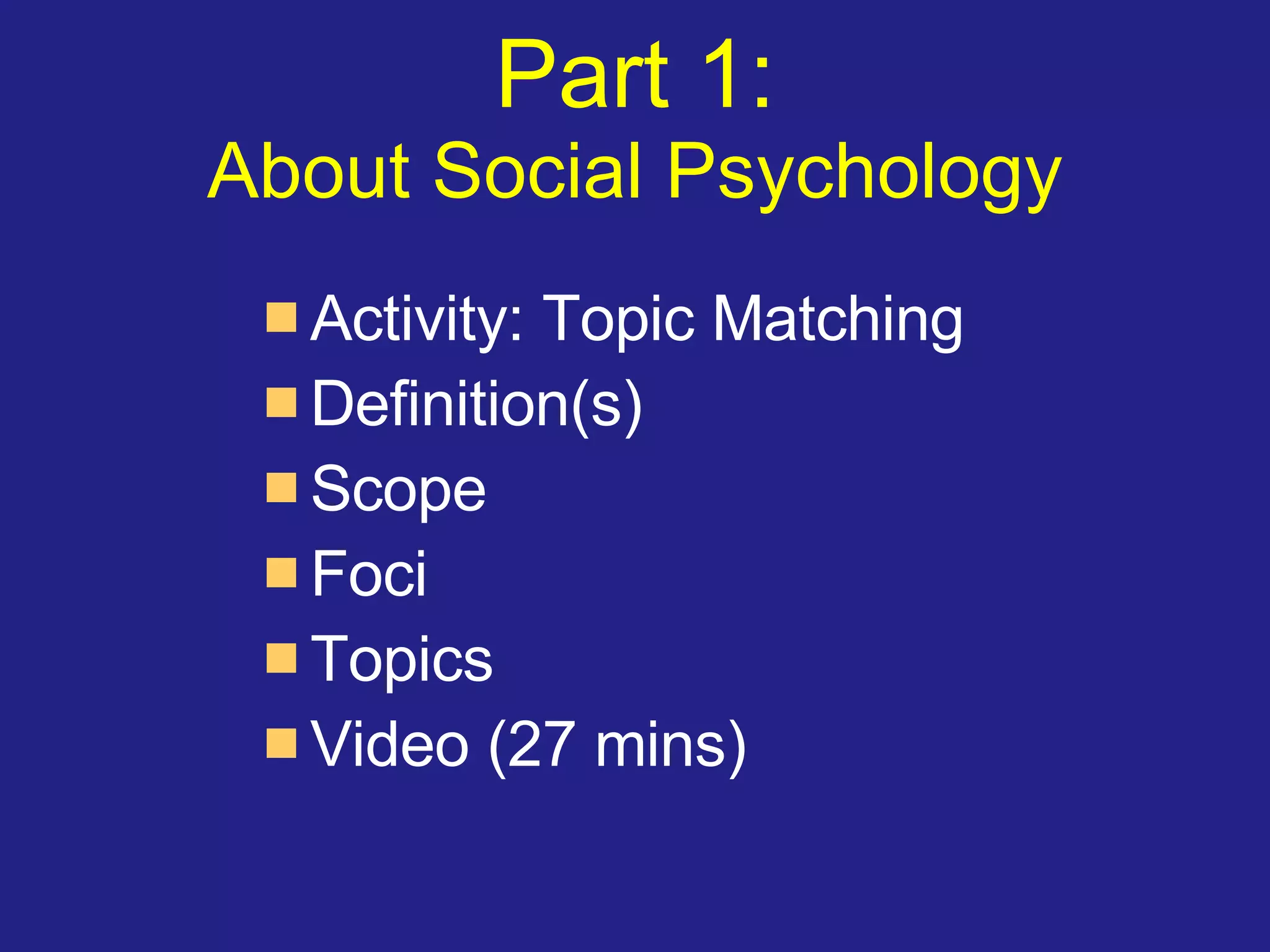 Introduction to Social Psychology | ODP