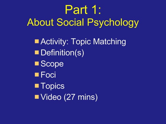 Introduction to Social Psychology | ODP