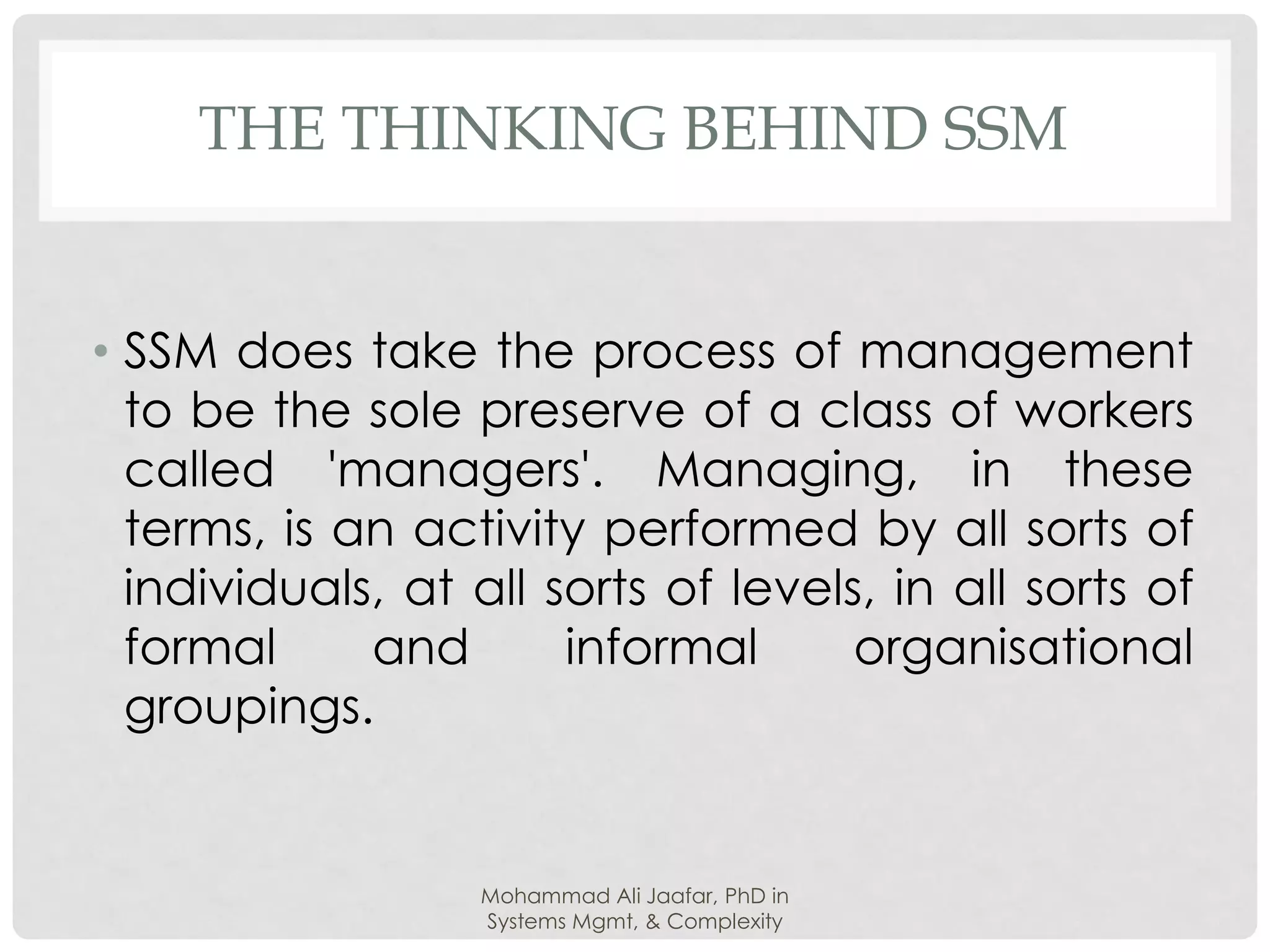 Introduction To Soft Systems Methodology By Mohammad Ali Jaafar Pdf Business And Finance