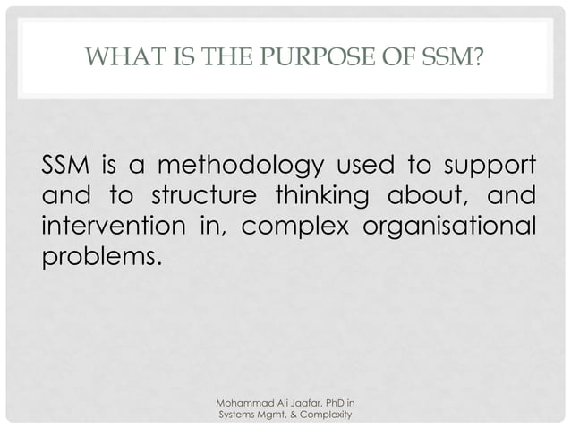 Introduction To Soft Systems Methodology By Mohammad Ali Jaafar Pdf Business And Finance