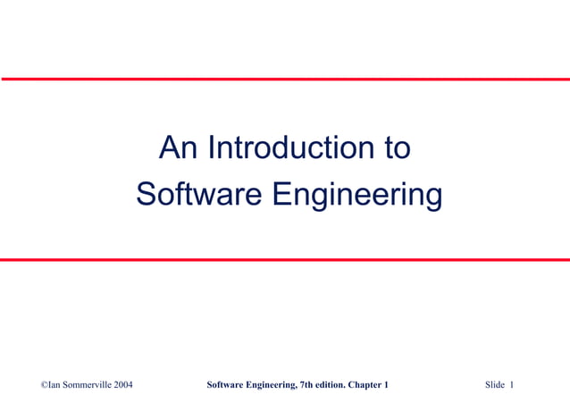 Introduction to Software Engineering SE1 | PPT