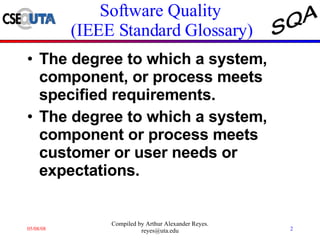 Introduction To Software Quality Assurance | PPT