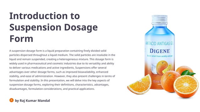Introduction to Suspension Dosage Form on Slideshare by Raj Kumar ...