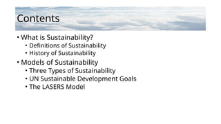 Introduction to Sustainability and the UN Sustainable Development Goals ...