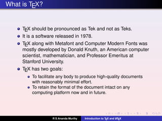 Introduction to-Tex-and-LaTeX | PPT