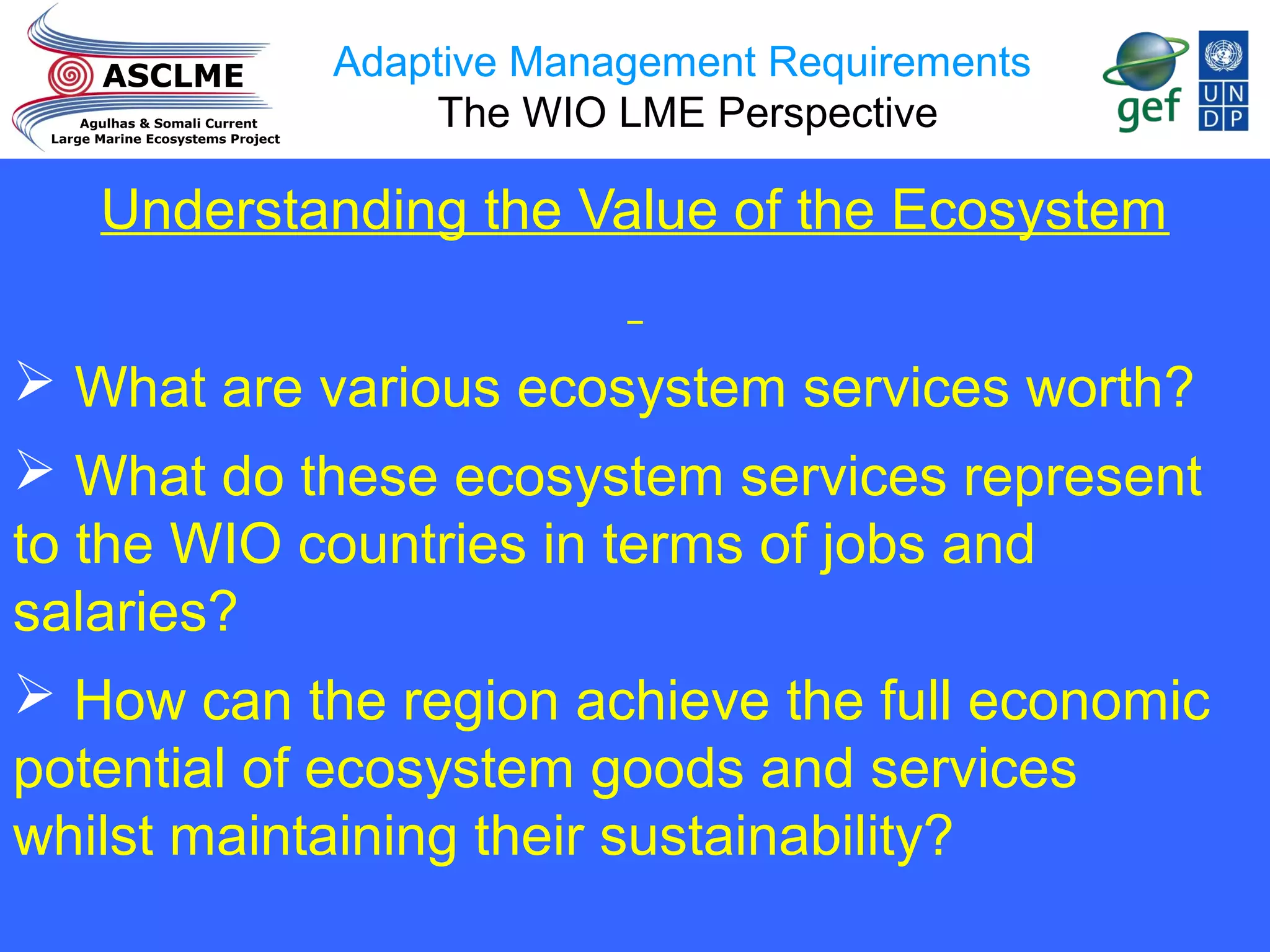 Introduction to the ecosystem approach as a framework for management of ...