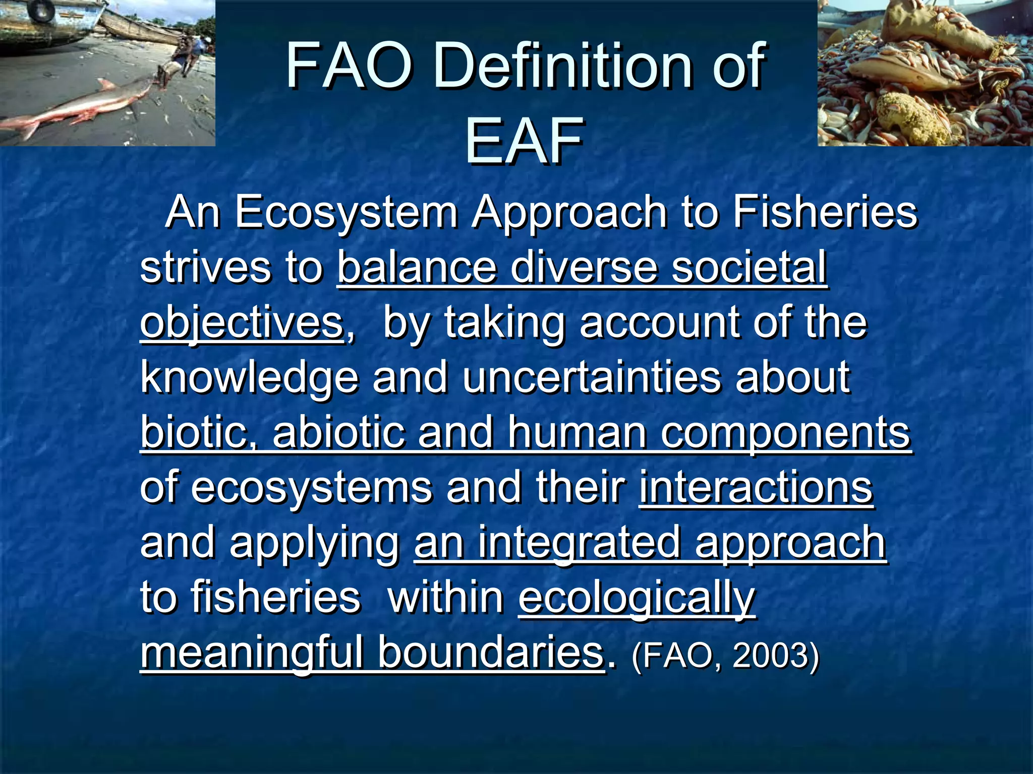 Introduction to the ecosystem approach as a framework for management of ...