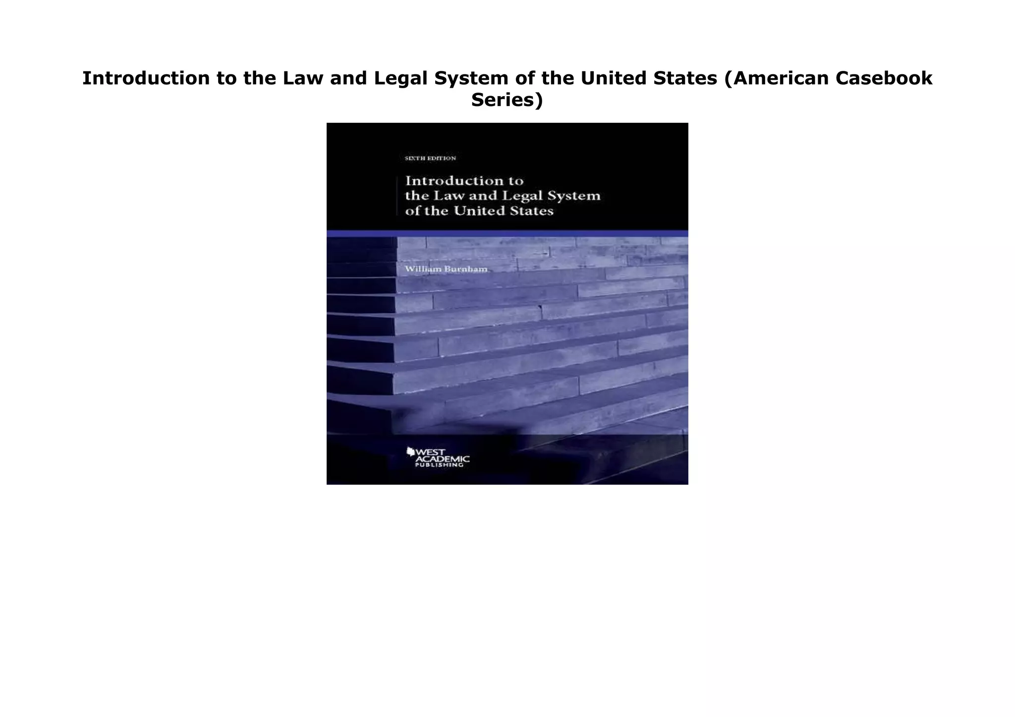 Introduction to the Law and Legal System of the United States (American ...