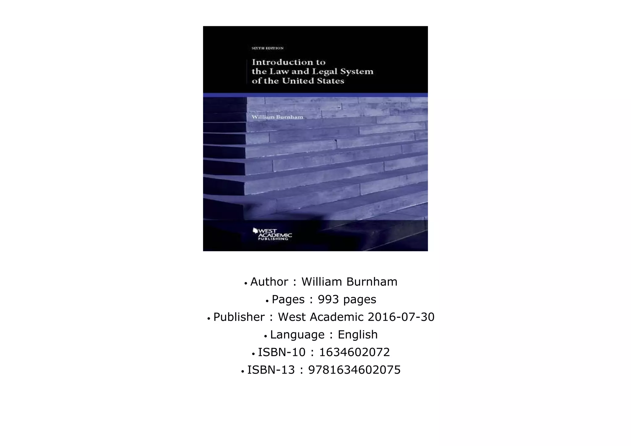 Introduction to the Law and Legal System of the United States (American ...