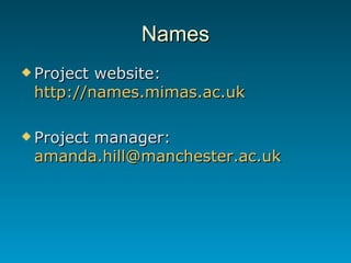 Introduction to the Names Project | PPT