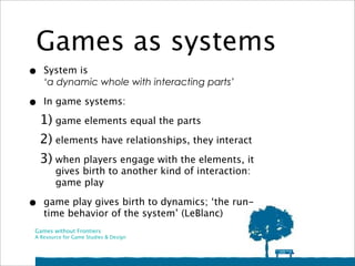 Introduction to the Theory of Game Elements | PPT