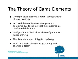 Introduction to the Theory of Game Elements | PPT