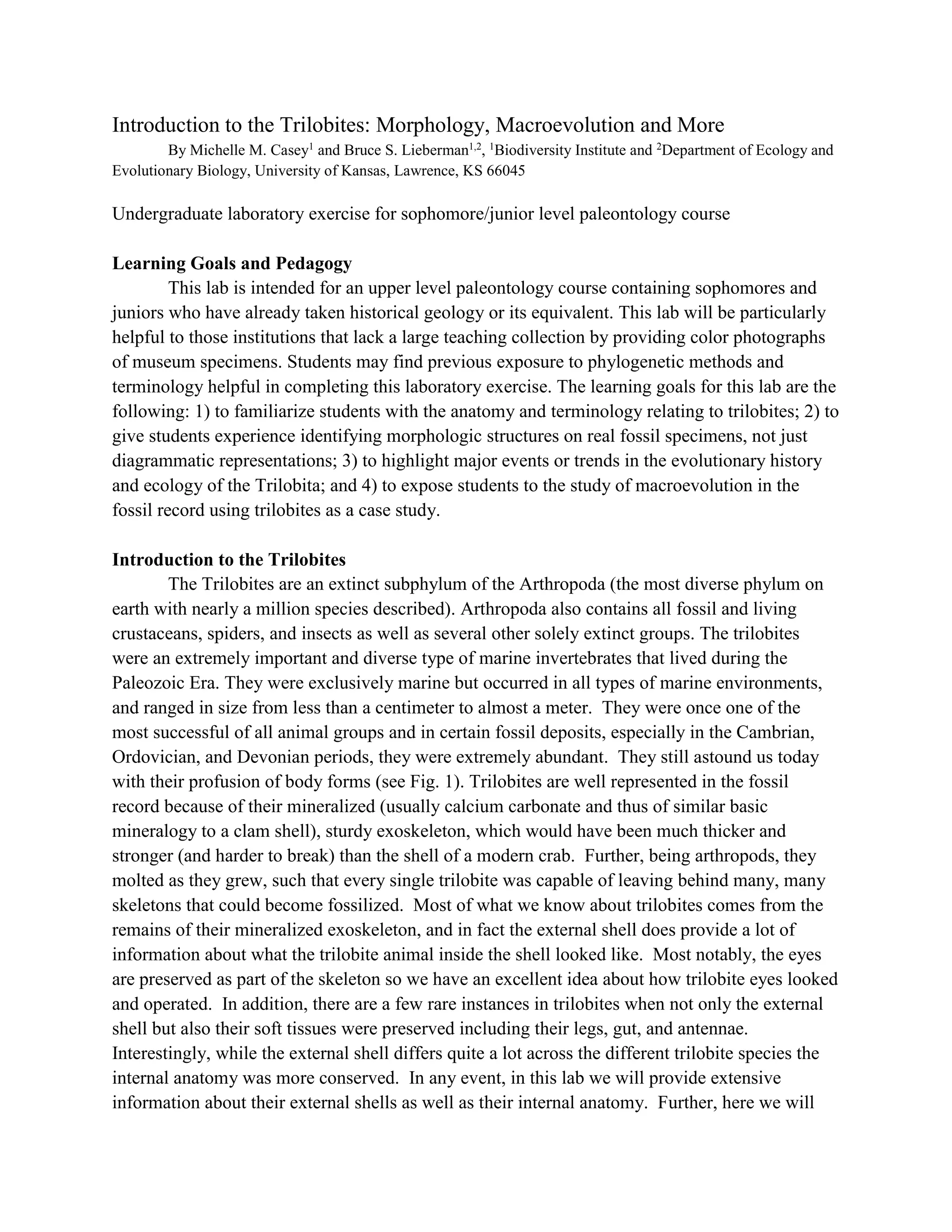 Introduction to-the-trilobites | PDF