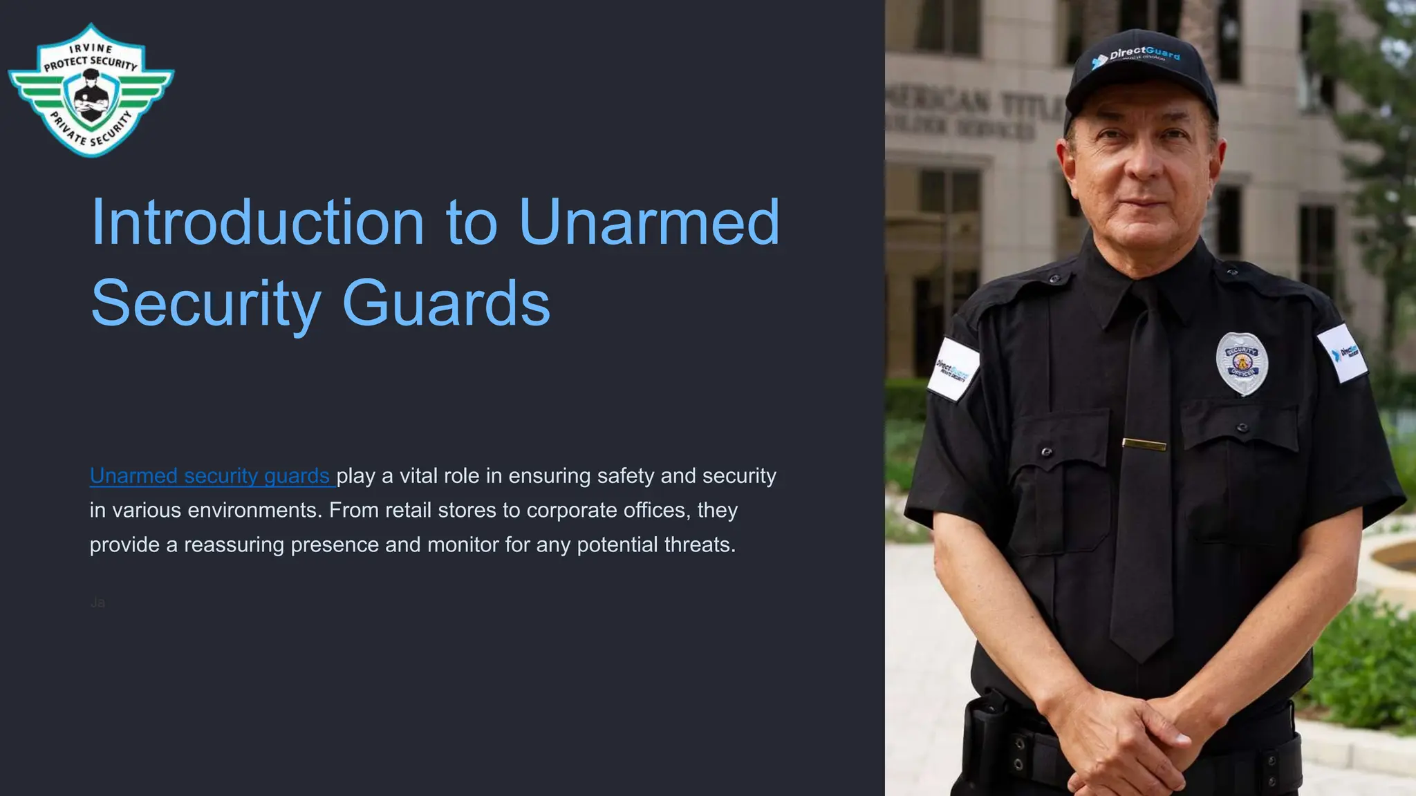The Importance of Unarmed Security Guards in Our Society | PPTX