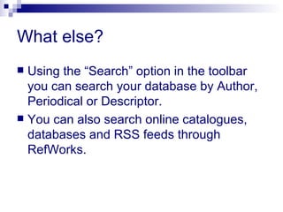 Introduction to using Refworks | PPT