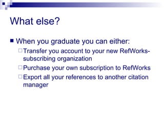 Introduction to using Refworks | PPT