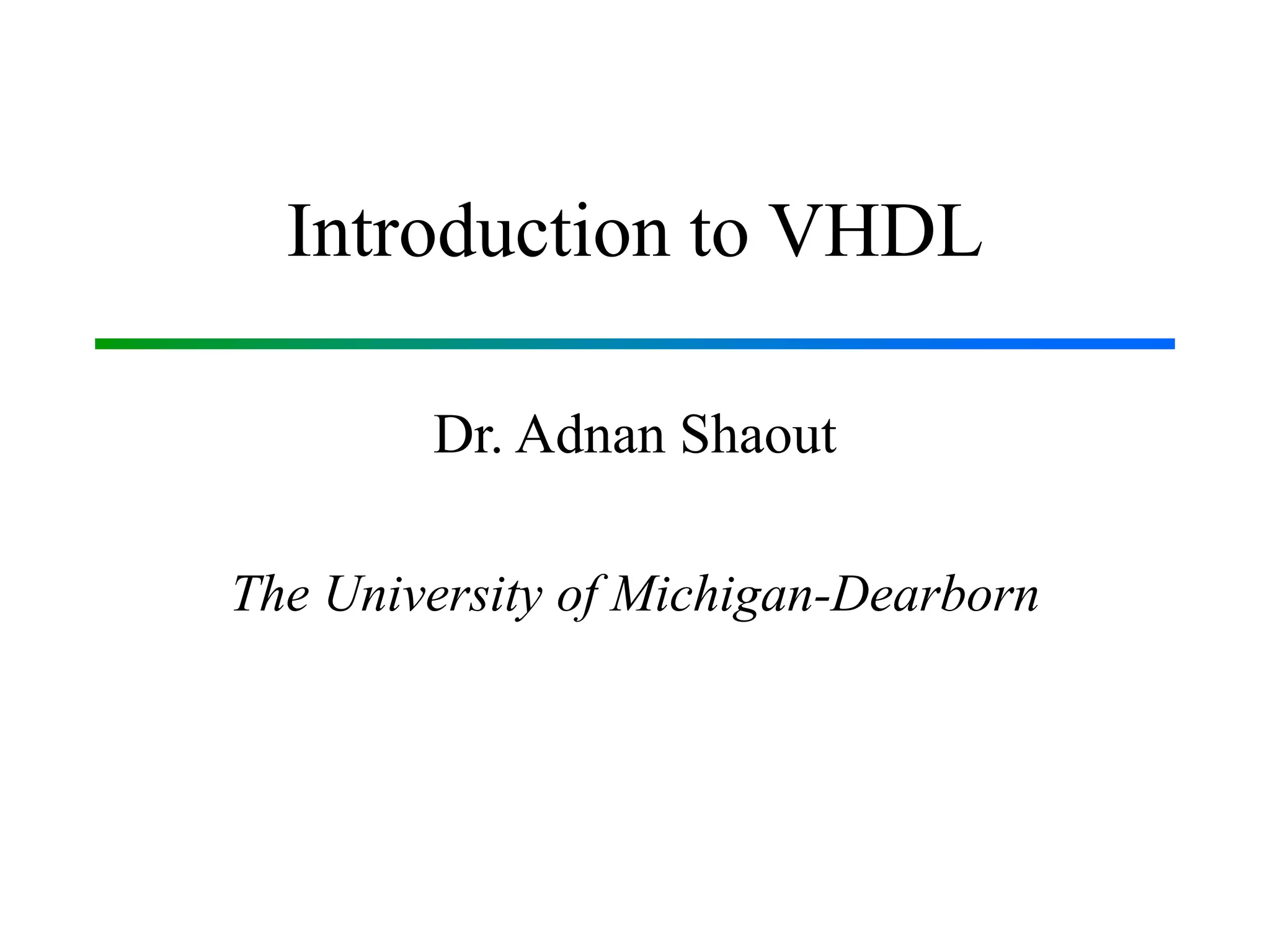 Introduction to-vhdl | PPT