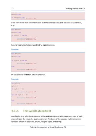 Introduction to visual studio and c sharp | PDF