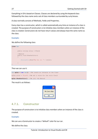 Introduction to visual studio and c sharp | PDF