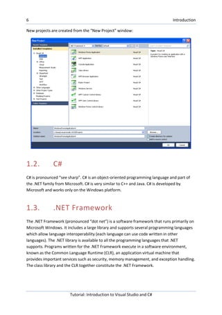 Introduction to visual studio and c sharp | PDF