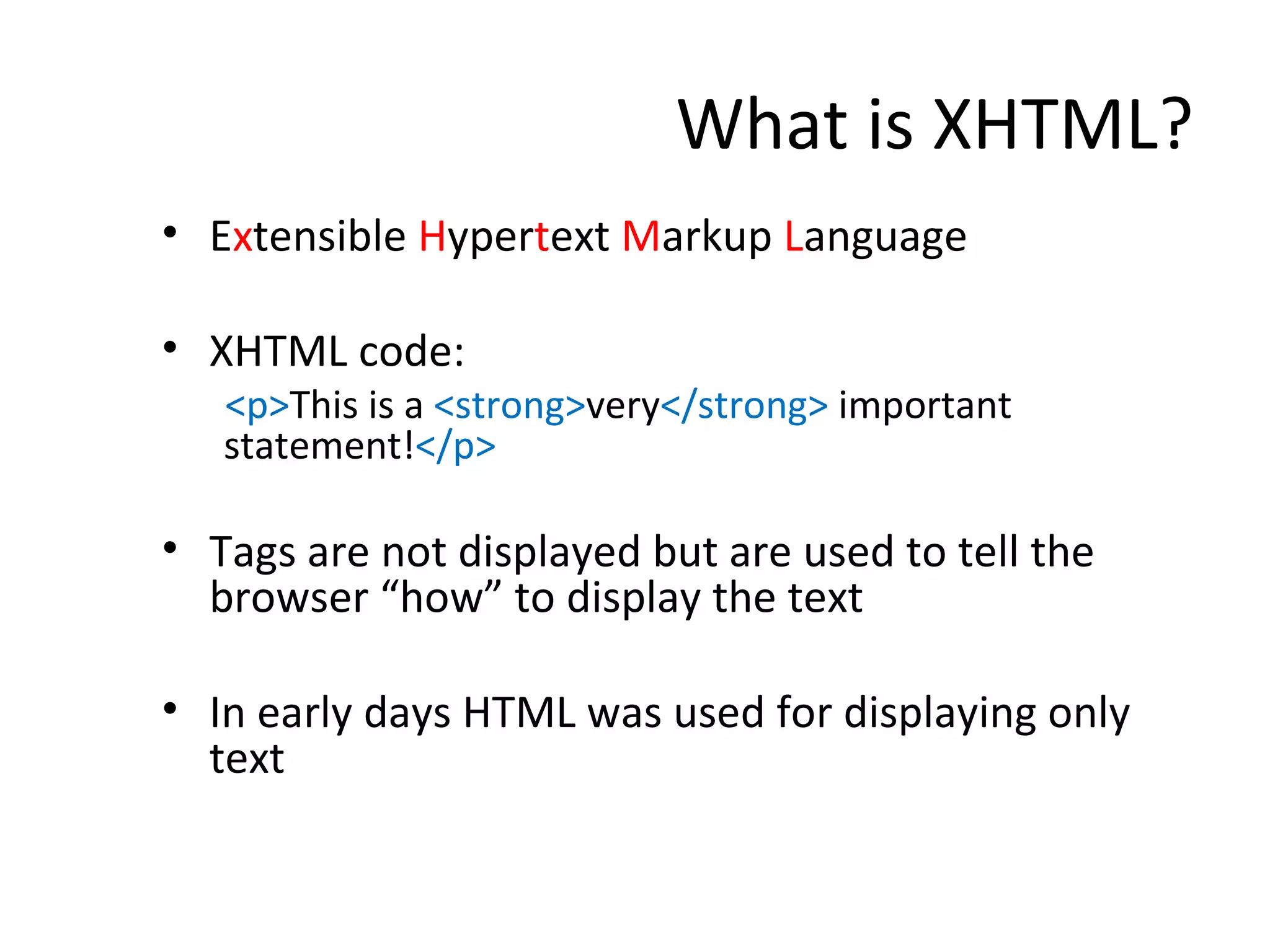 Introduction To Xhtml Ppt 