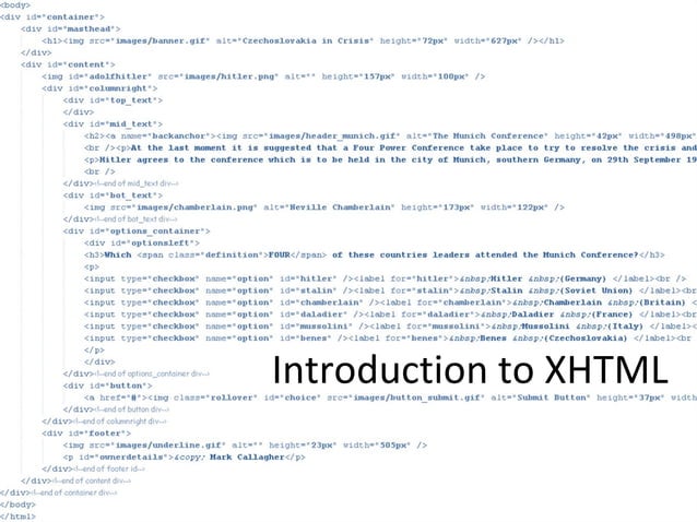 Introduction To Xhtml Ppt 2426