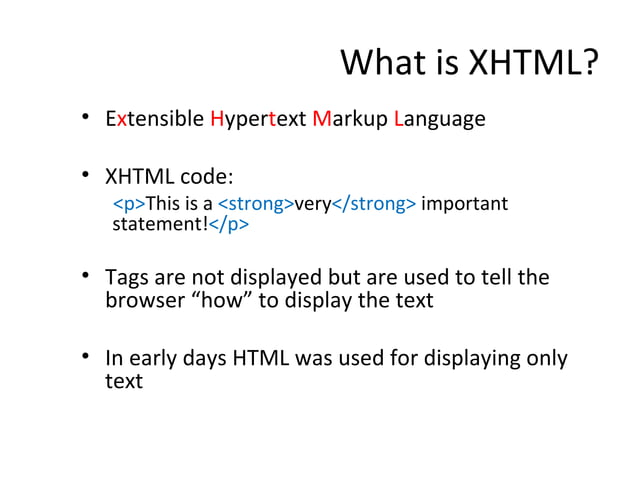Introduction To Xhtml Ppt 5447