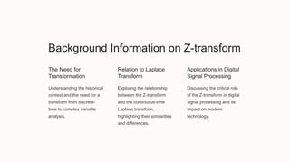Introduction to Z-transform, Methodology and application | PPT