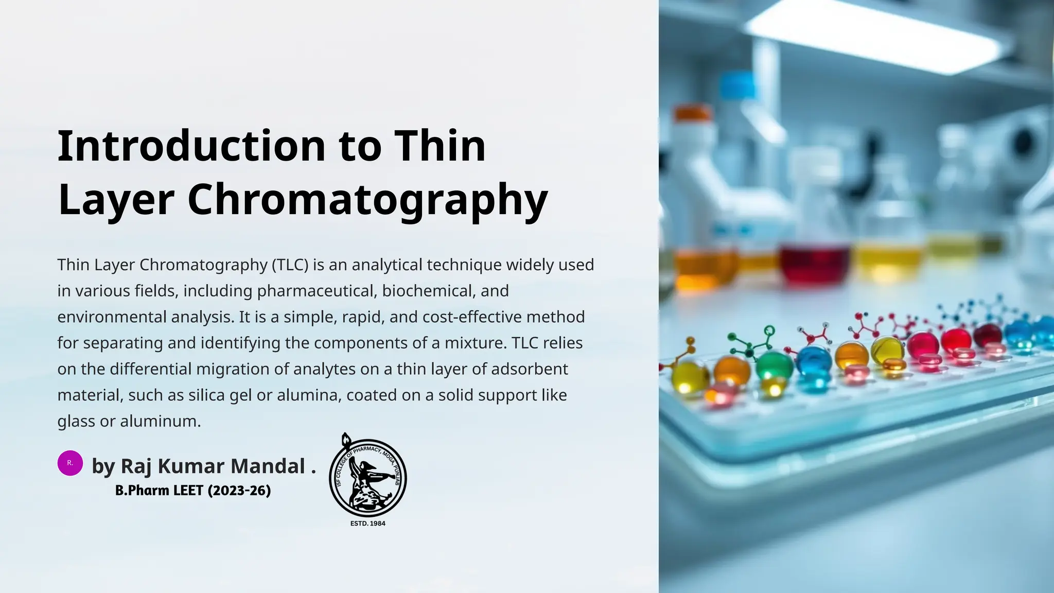 Introduction to Thin Layer Chromatography on Slide Share by Raj Kumar ...