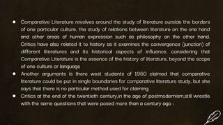 Introduction : What is comparative literature today - | PPTX