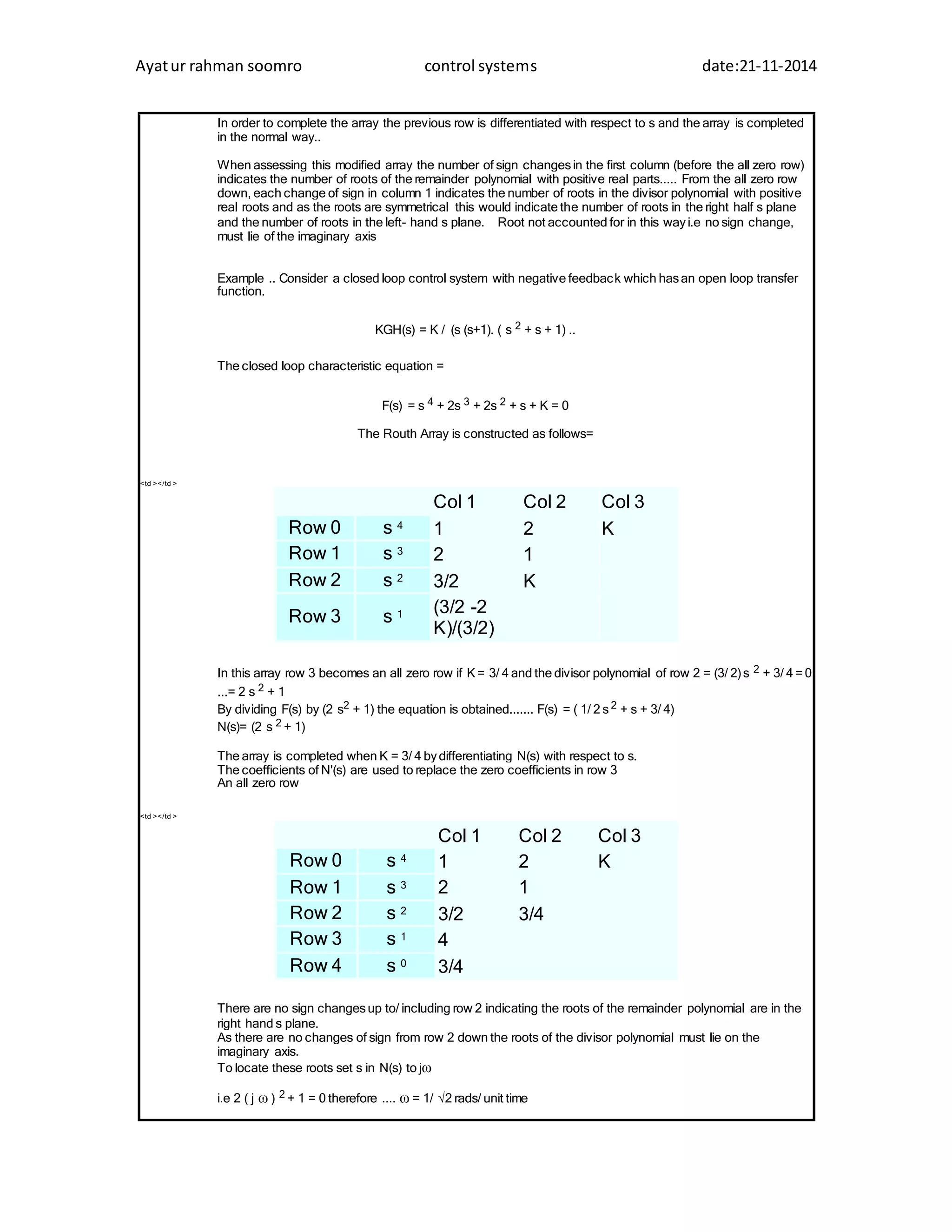 stability ( Introduction (1) routh ) | PDF