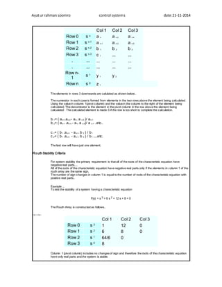 stability ( Introduction (1) routh ) | DOCX
