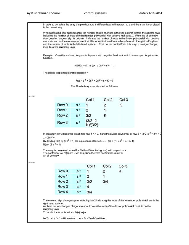 stability ( Introduction (1) routh ) | PDF