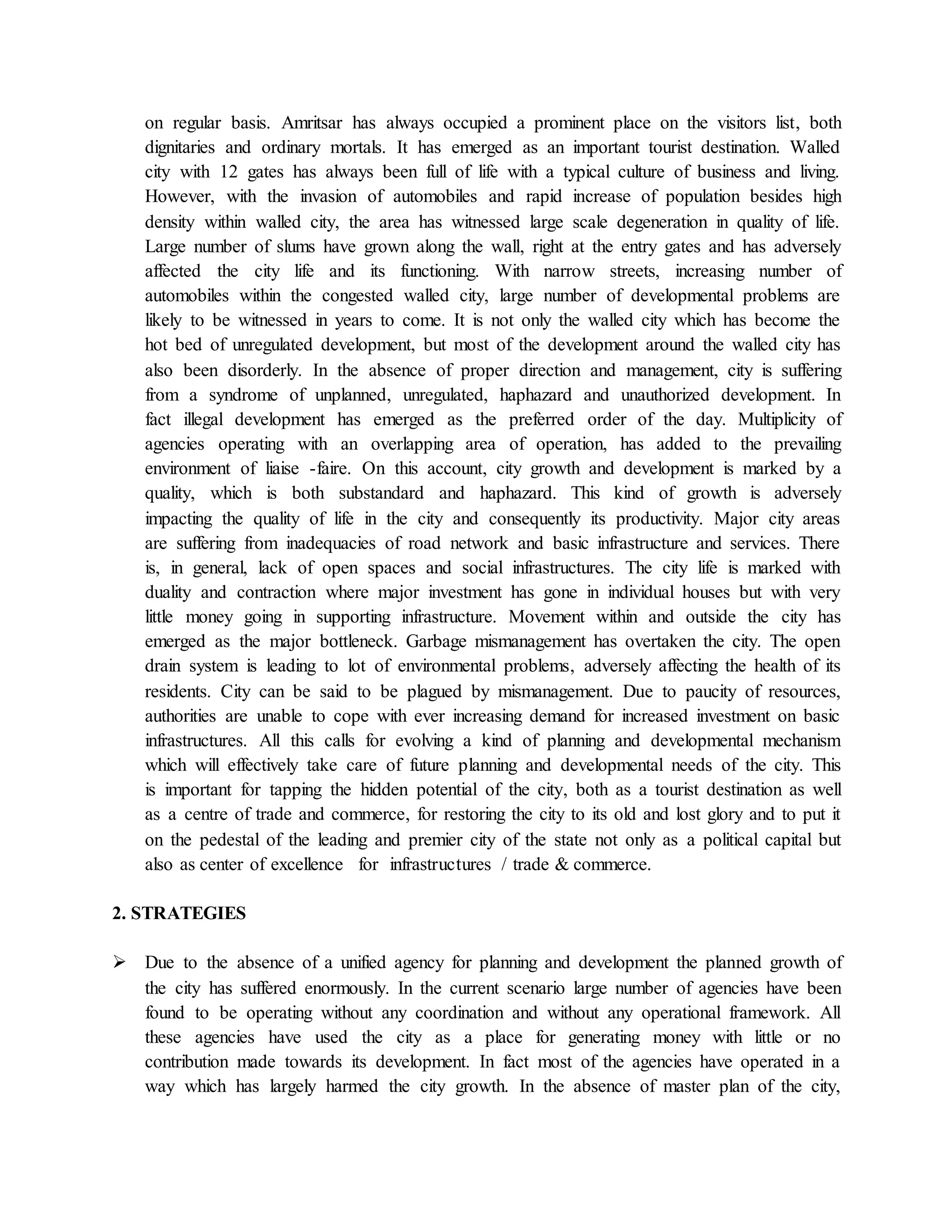 Comprehensive Development of Amritsar- Need for A Planning and Urban ...