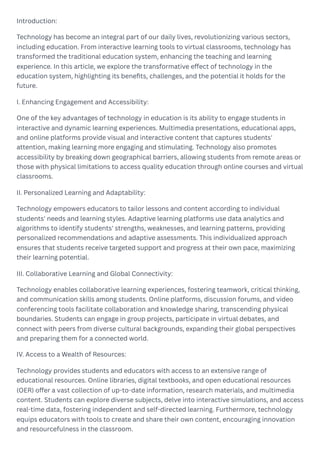 The Transformative Effect of Technology in the Education System | PDF