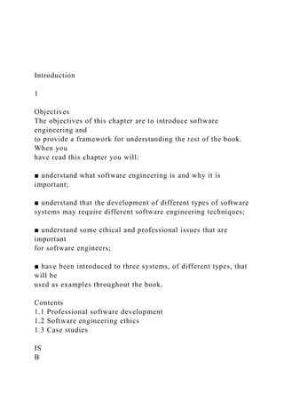 Introduction1ObjectivesThe objectives of this chapte.docx