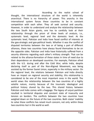 Pakistan and India Relations | DOCX