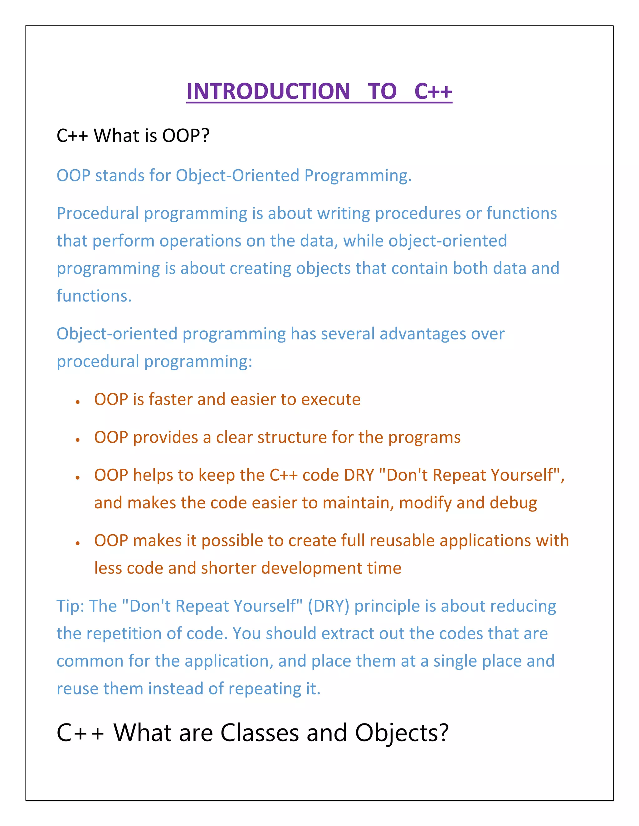 Oop And C Classes Pdf