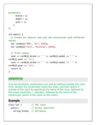 OOP and C++Classes | DOCX | Programming Languages | Computing